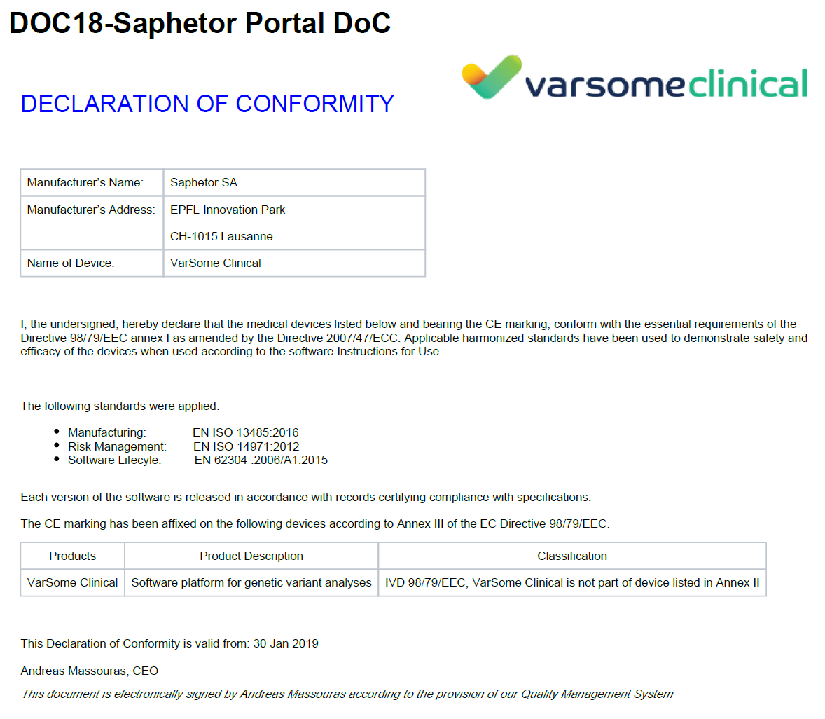 CE-IVD Declaration of conformity
